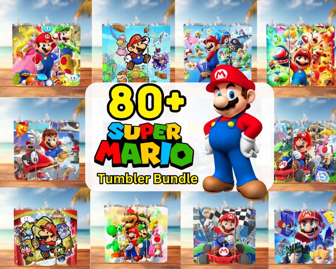 Mario 80 Tumbler Wrap Designs Bundle, Super Mario Sublimation Designs ...
