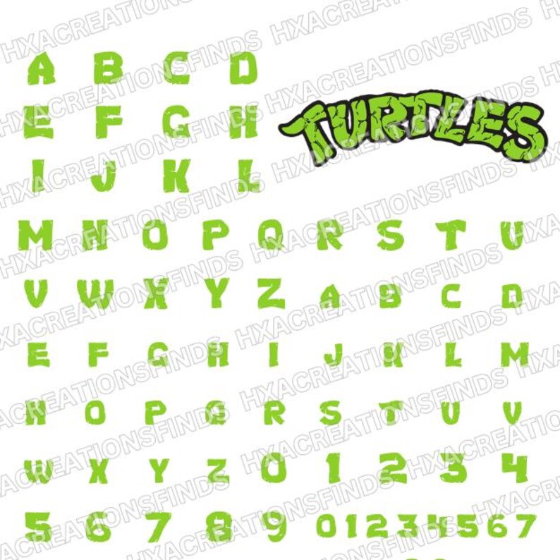 Turtles Font Svg Files for Cricut and Silhouette, Birthday Font Ttf ...