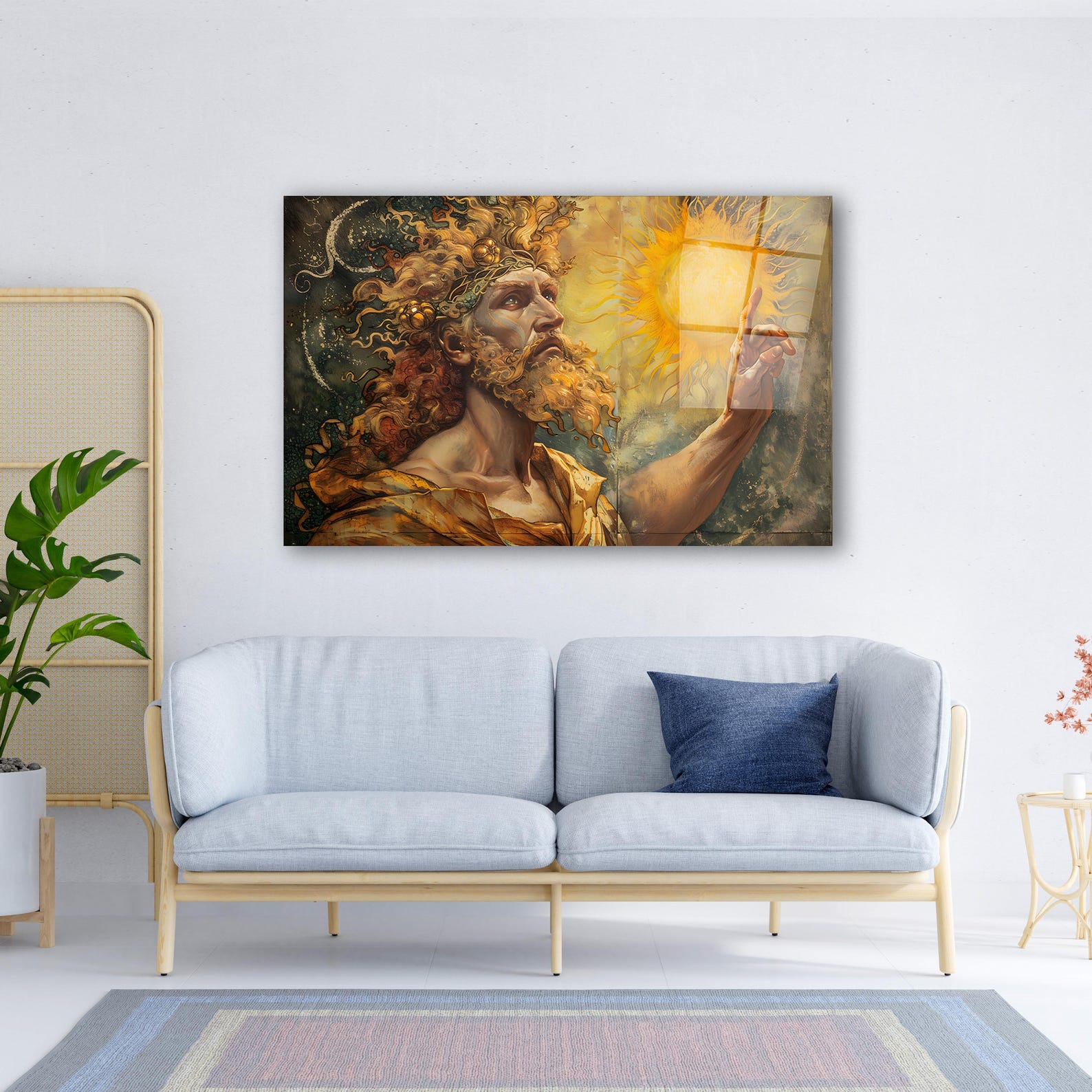 Greek God Zeus Tempered Glass Art, Mythology Wall Hanging, Interior ...