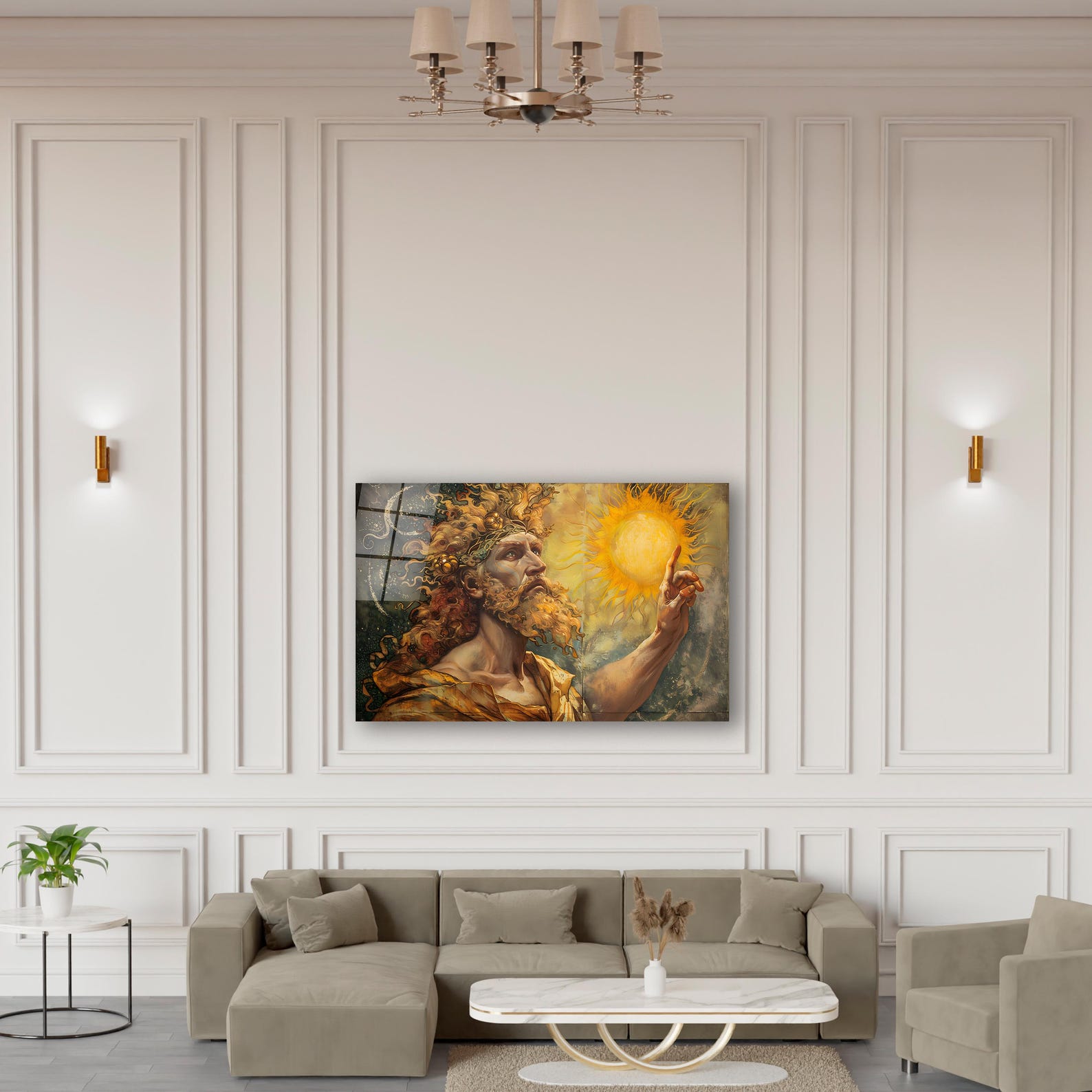 Greek God Zeus Tempered Glass Art, Mythology Wall Hanging, Interior ...