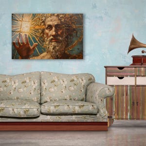 Tempered Glass Zeus Wall Art, Greek God Mythological Art, Large Wall ...