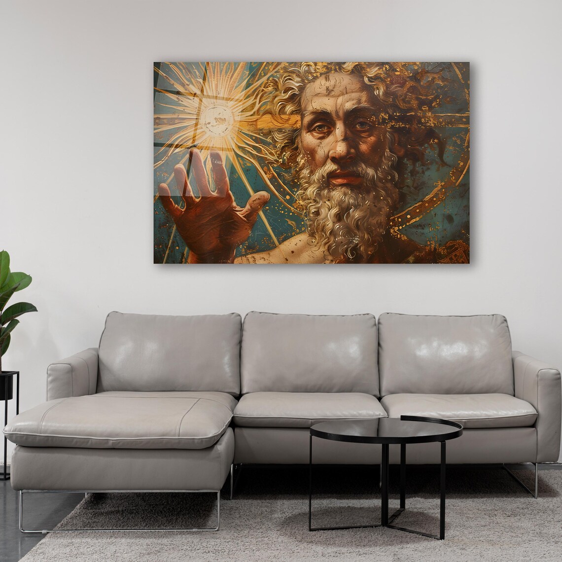 Tempered Glass Zeus Wall Art, Greek God Mythological Art, Large Wall ...