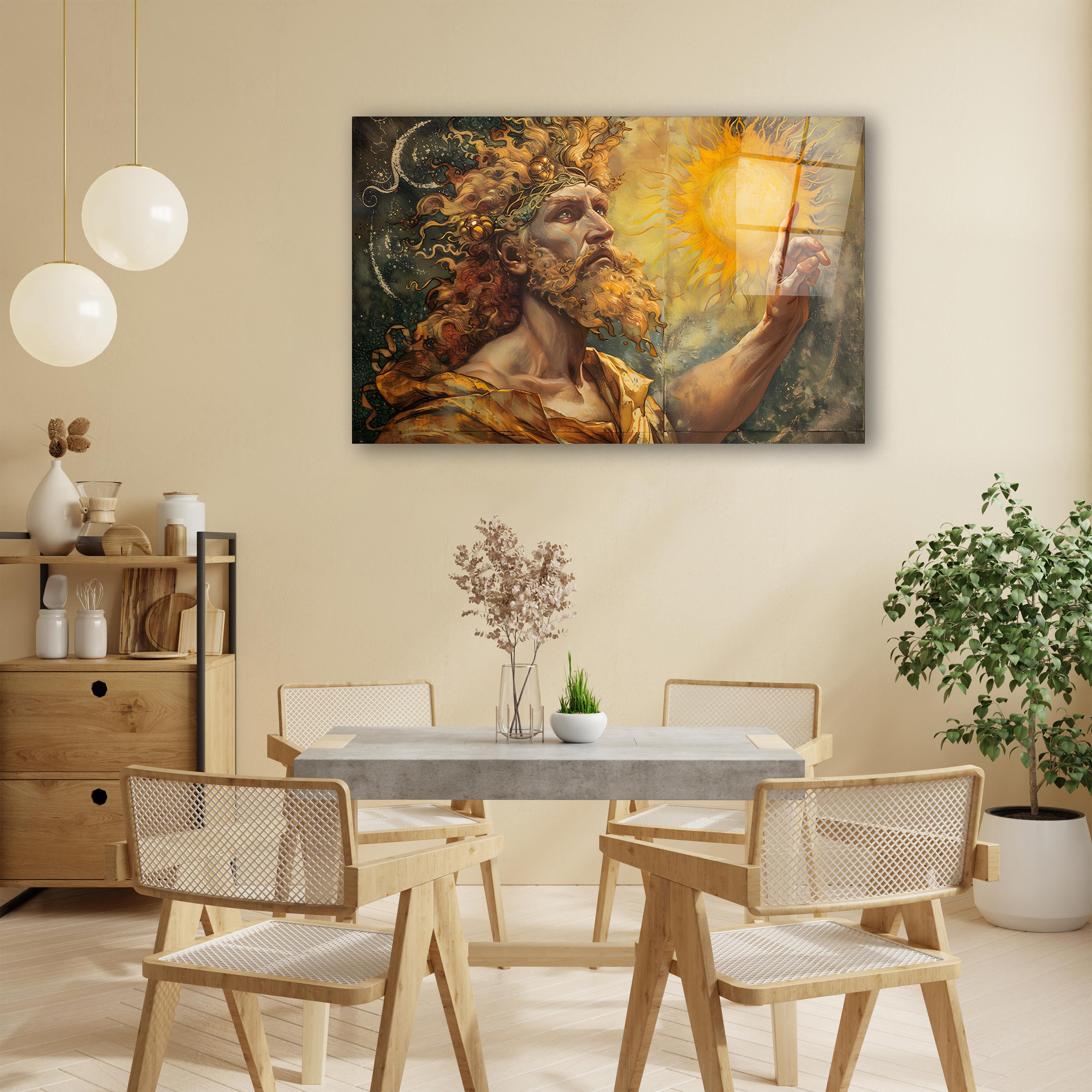 Greek God Zeus Tempered Glass Art, Mythology Wall Hanging, Interior ...