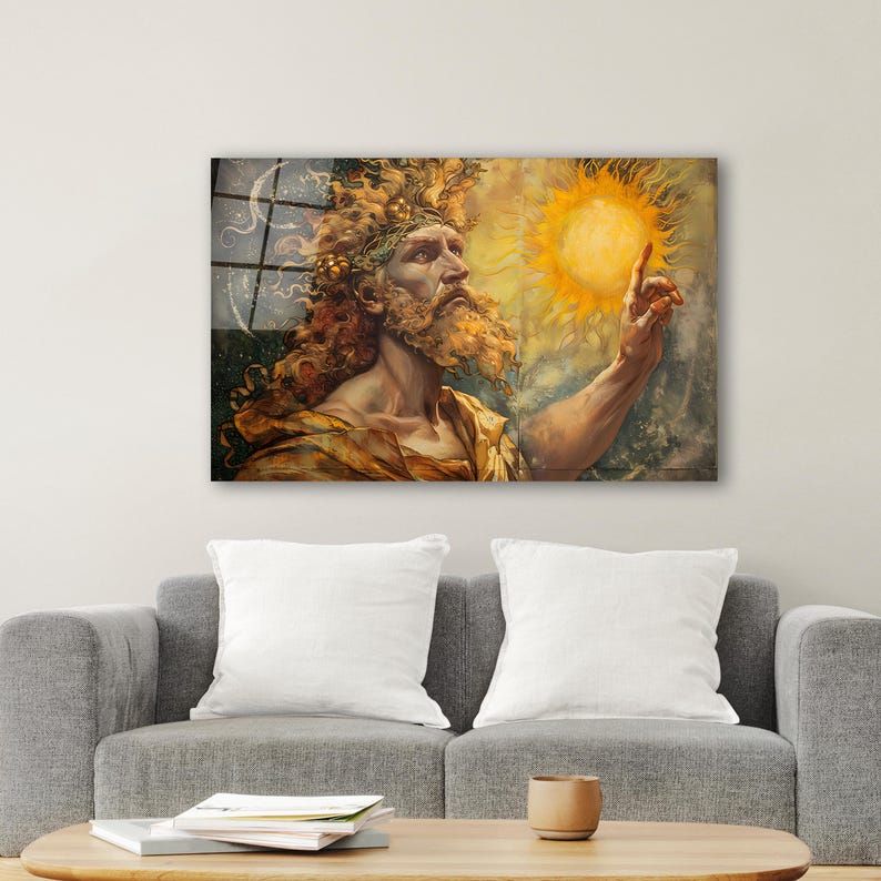 Greek God Zeus Tempered Glass Art, Mythology Wall Hanging, Interior ...