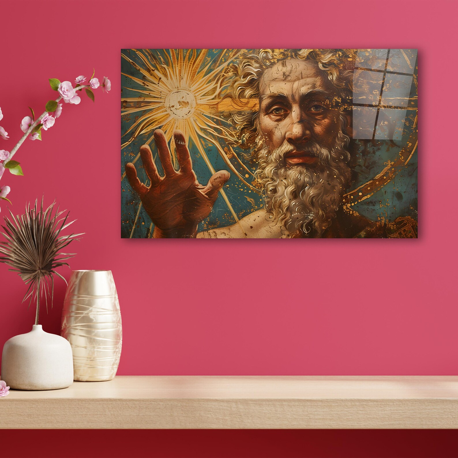 Tempered Glass Zeus Wall Art, Greek God Mythological Art, Large Wall ...