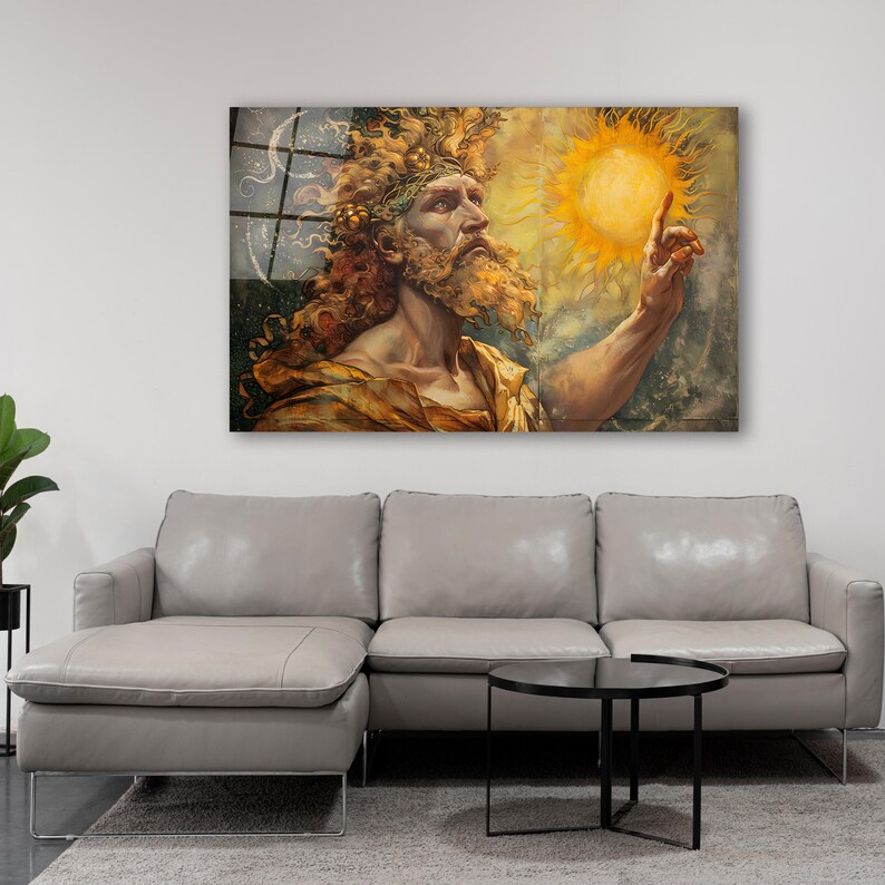 Greek God Zeus Tempered Glass Art, Mythology Wall Hanging, Interior ...