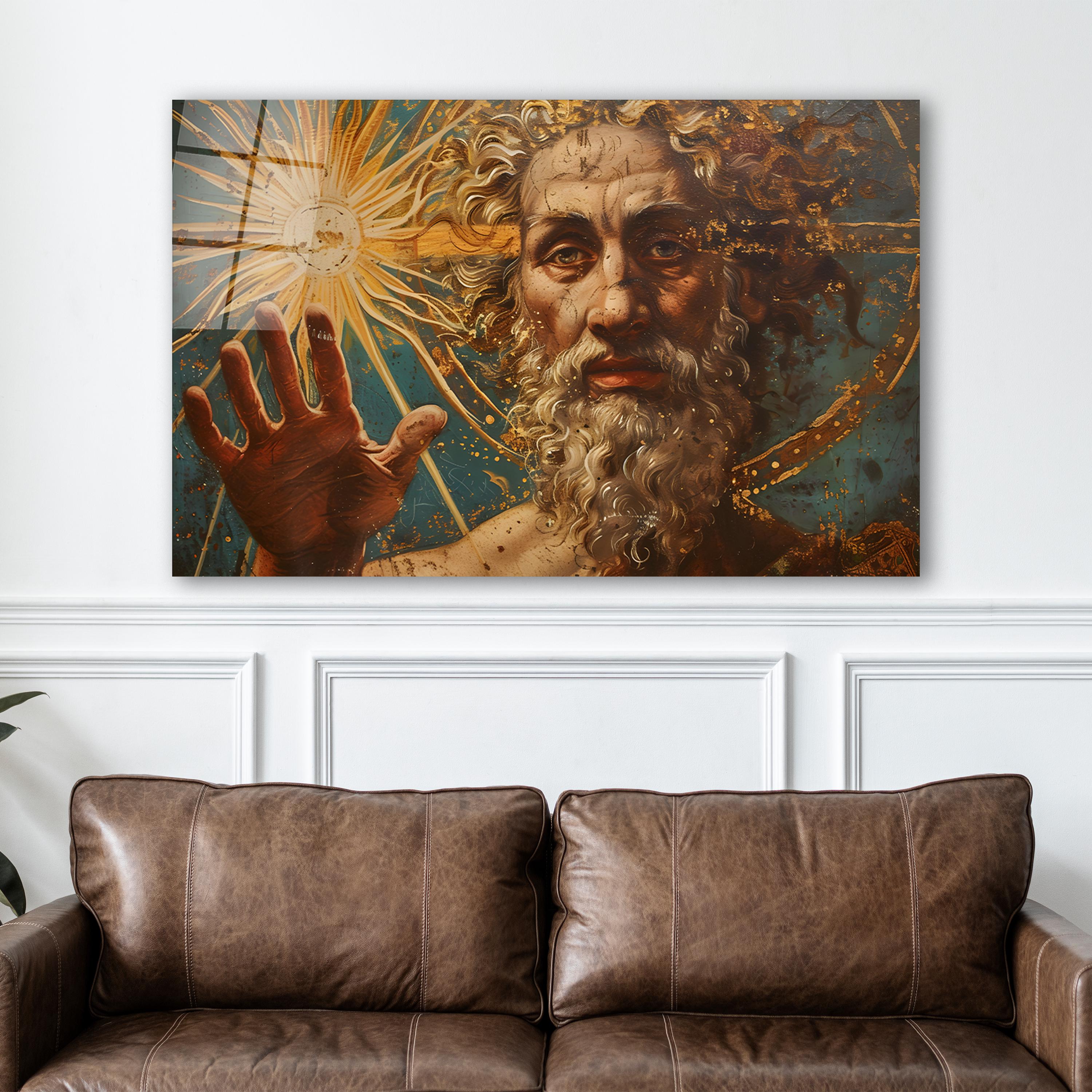 Tempered Glass Zeus Wall Art, Greek God Mythological Art, Large Wall ...
