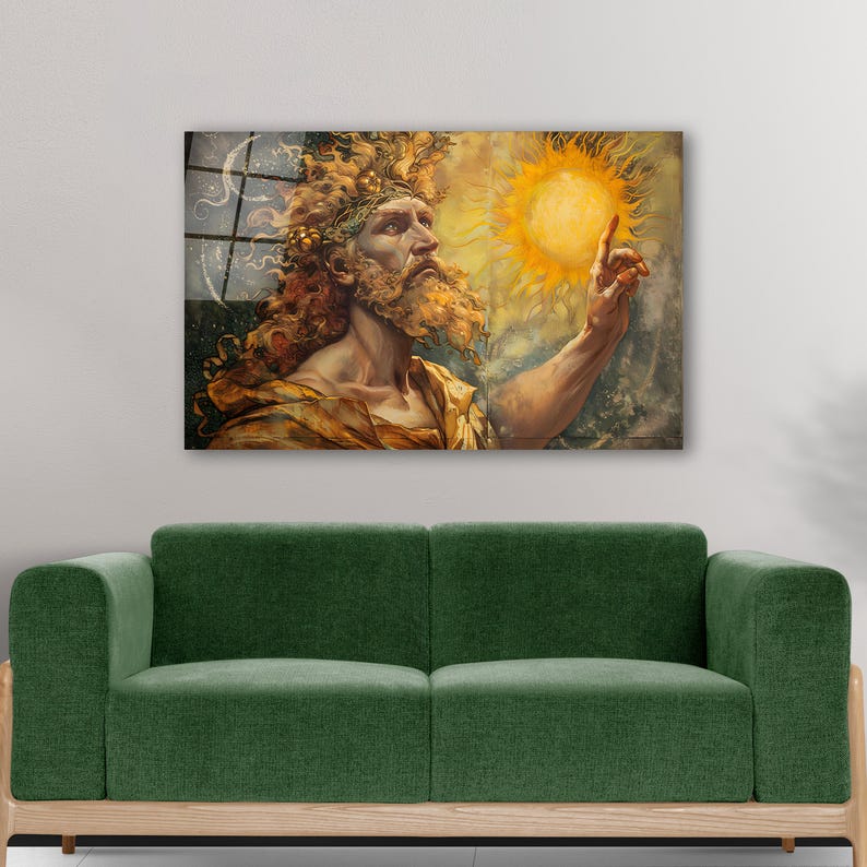 Greek God Zeus Tempered Glass Art, Mythology Wall Hanging, Interior ...