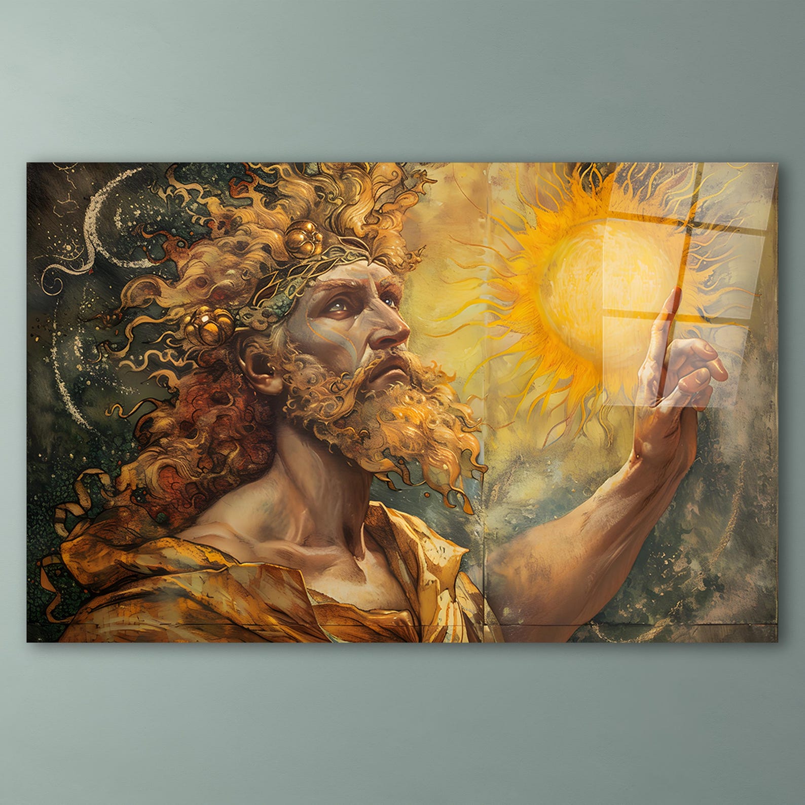 Greek God Zeus Tempered Glass Art, Mythology Wall Hanging, Interior ...