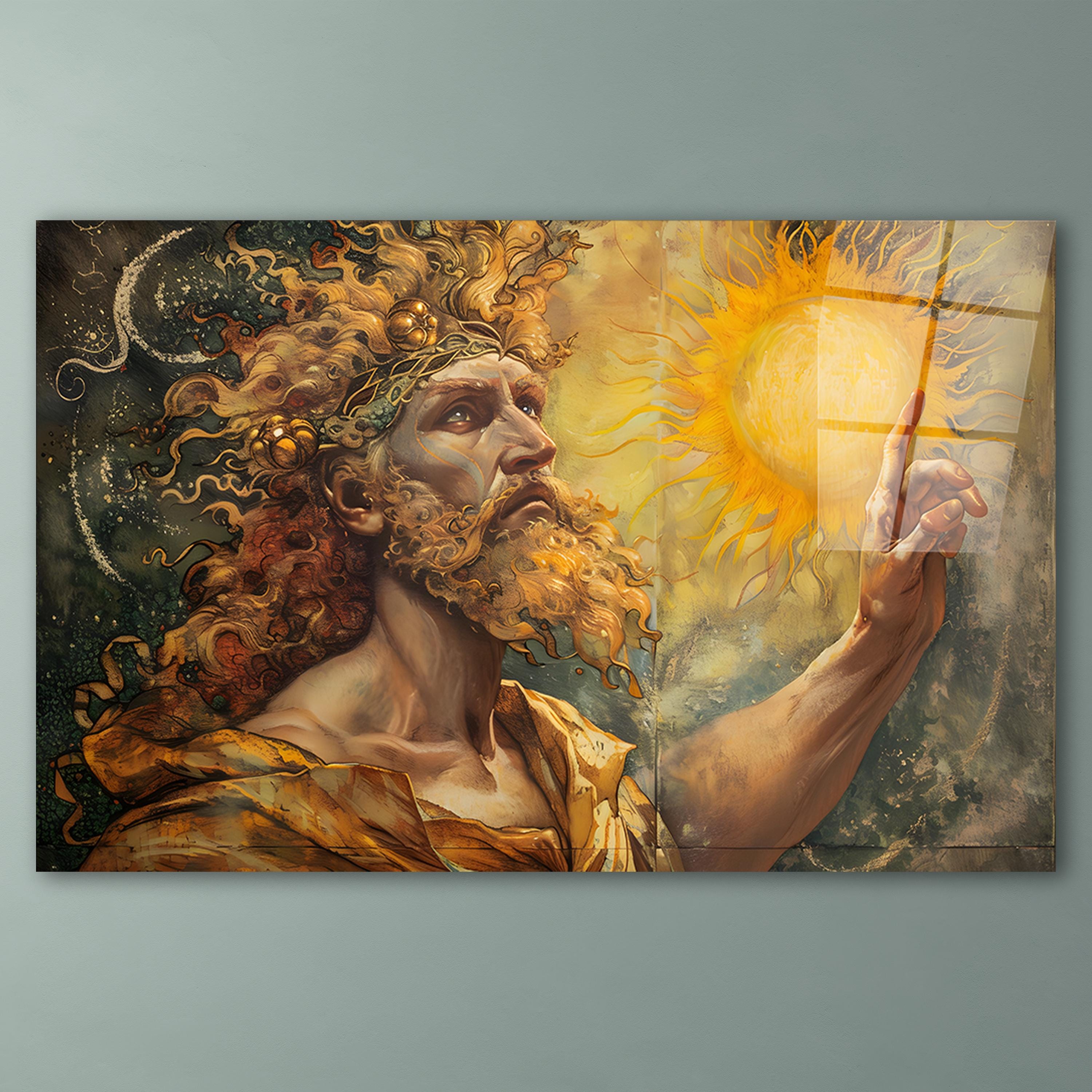 Greek God Zeus Tempered Glass Art, Mythology Wall Hanging, Interior ...