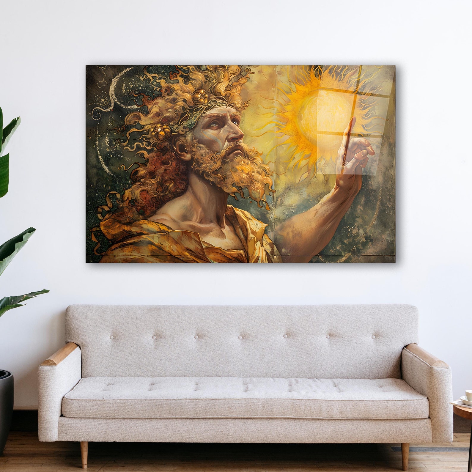Greek God Zeus Tempered Glass Art, Mythology Wall Hanging, Interior ...
