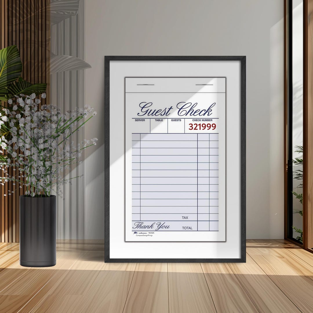 Blank Guest Check Art Print Trendy Wall Art Guest Check Print Digital ...