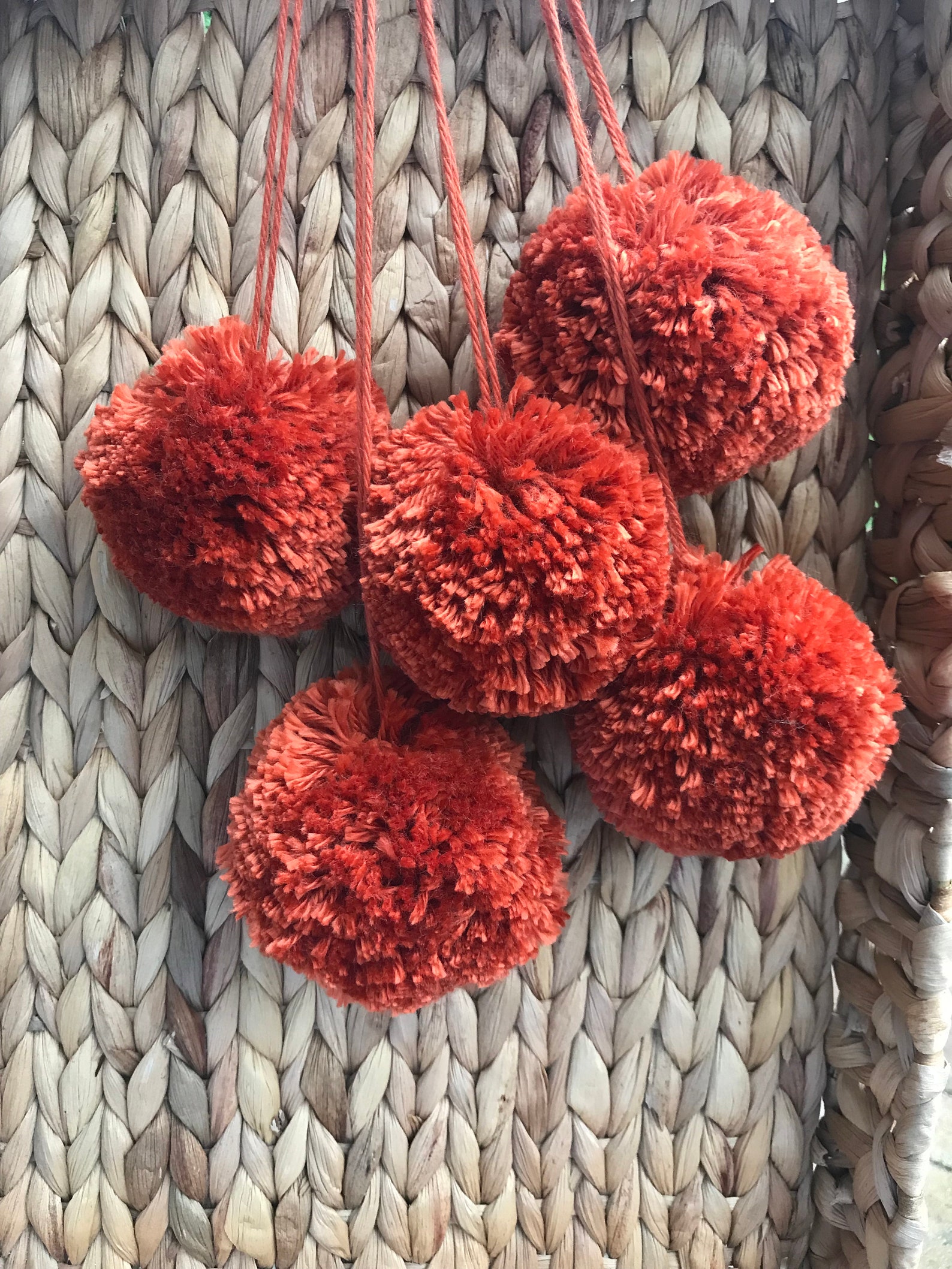 Burnt Orange Pom Poms Extra Large Set of 5 | Etsy