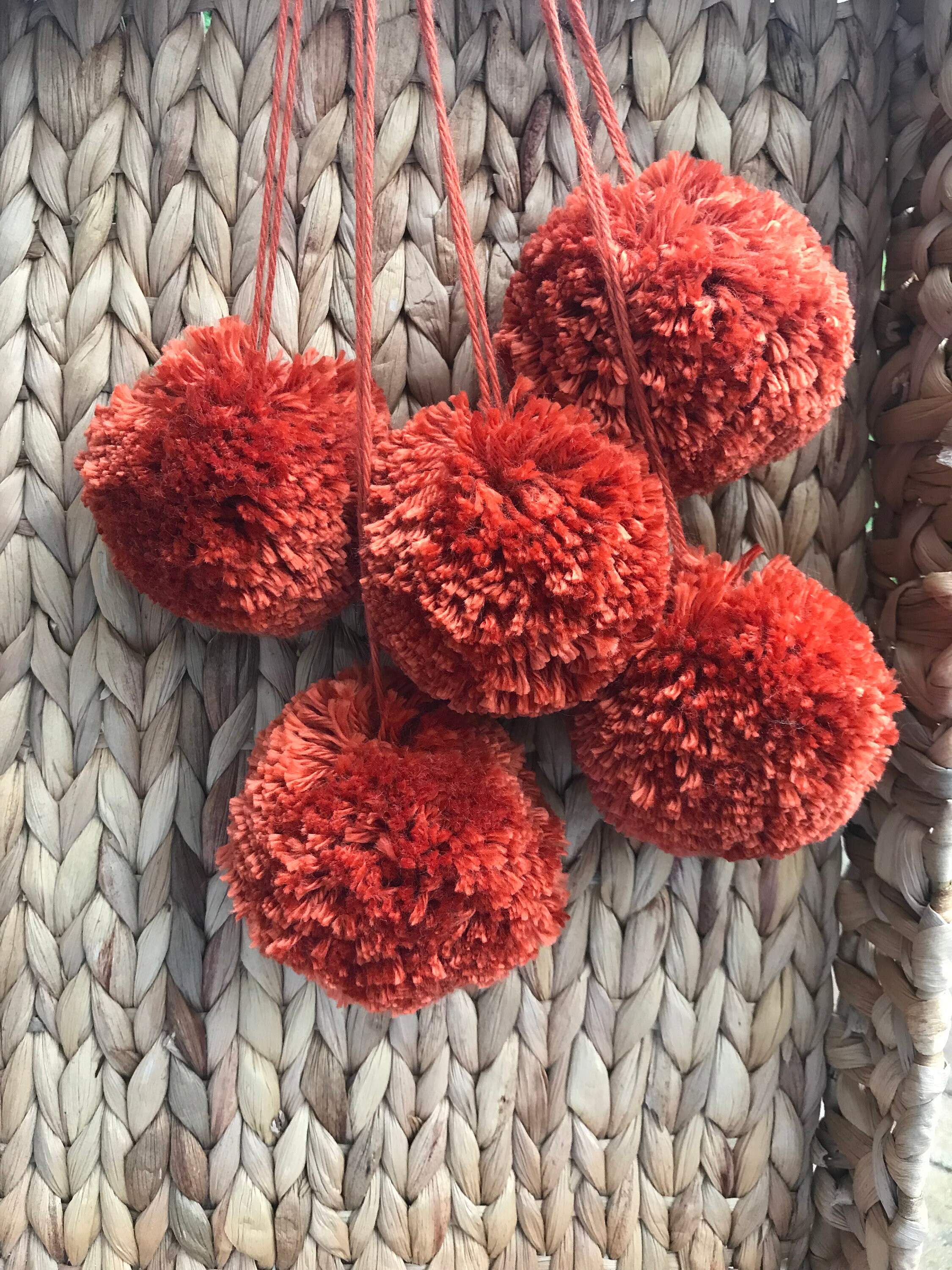 Burnt Orange Pom Poms Extra Large Set of 5 | Etsy