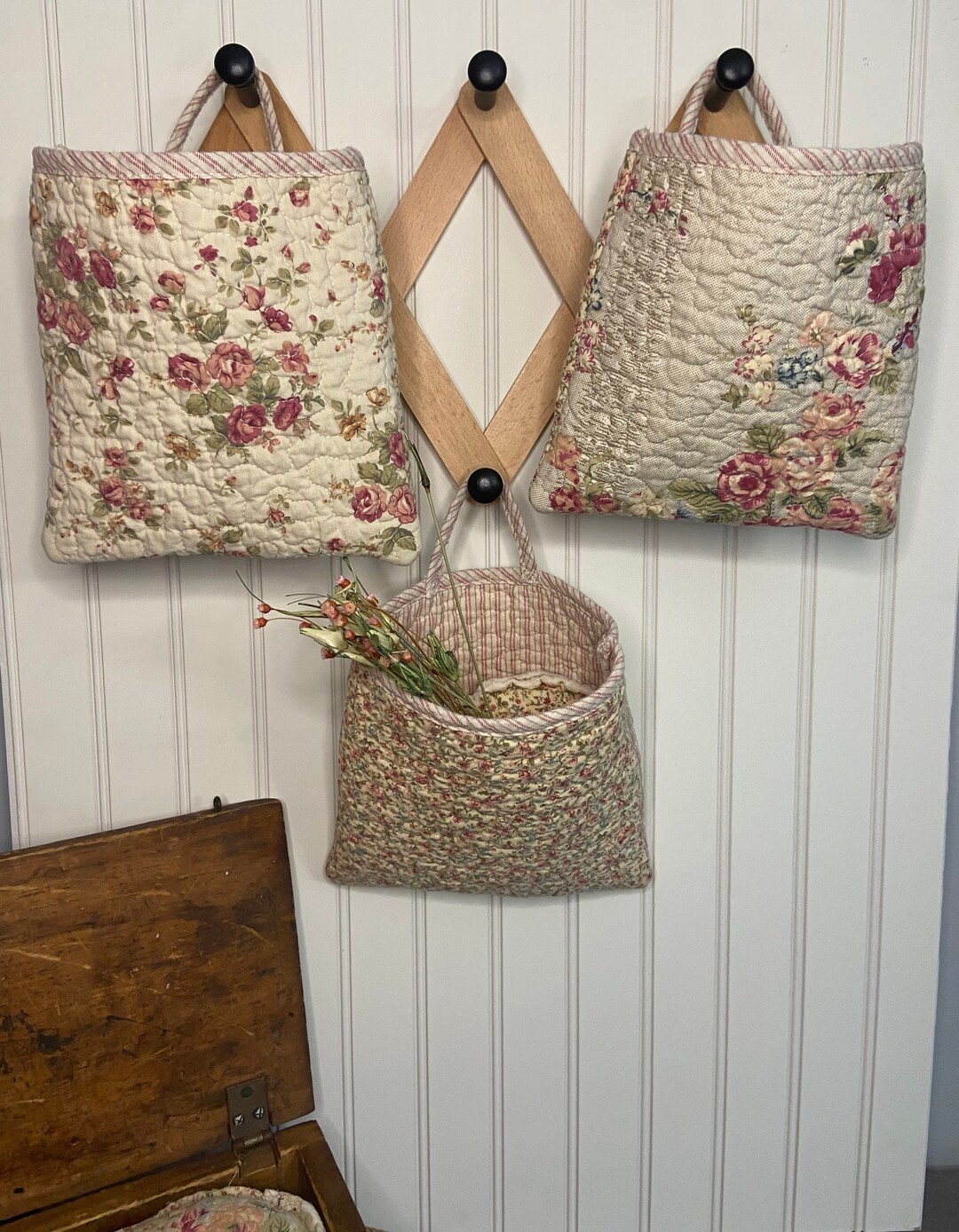 Peg Rail Pocket, Hanging Pouch Bag, Upcycled Quilt - Etsy