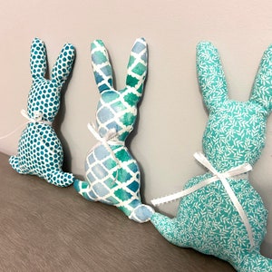 Stuffed Fabric Bunny Rabbits, Set of 3, Teal, Aqua, Easter - Etsy