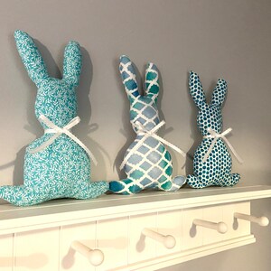 Stuffed Fabric Bunny Rabbits, Set of 3, Teal, Aqua, Easter - Etsy
