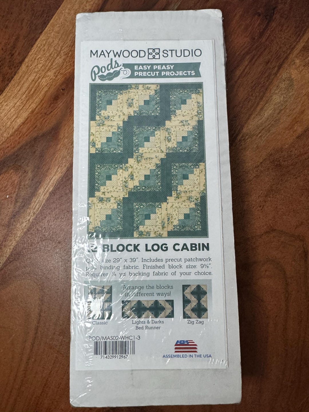 Maywood Studio Pods 12 Block Log Cabin Quilt Kit 29" X 39" Precut ...