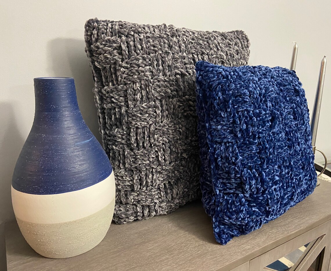 Crochet Pattern Velvet Basketweave Pillow Cover, 2 Sizes - Etsy