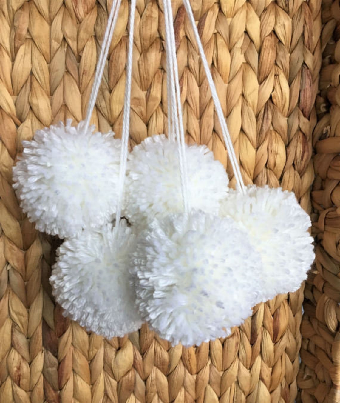 White Pom Poms Extra Large Set of 5 | Etsy