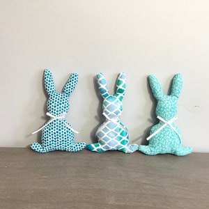 Stuffed Fabric Bunny Rabbits, Set of 3, Teal, Aqua, Easter - Etsy