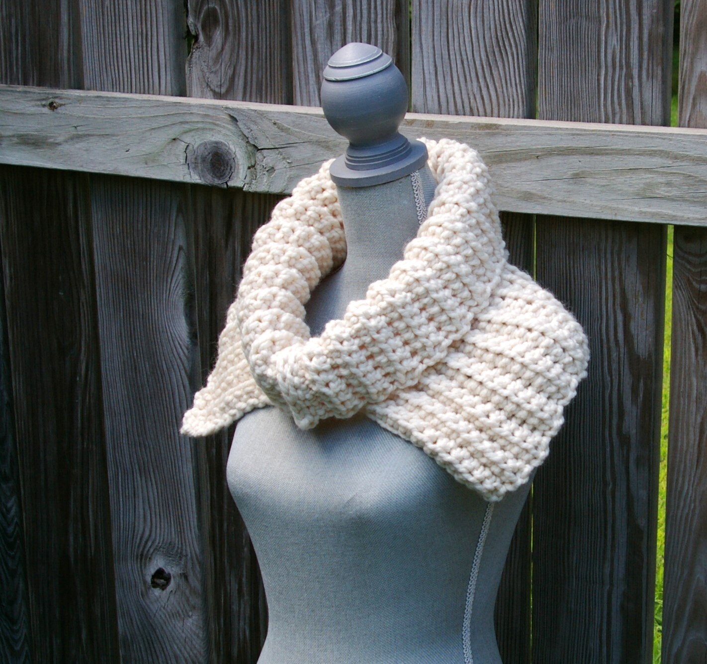 The Crochet Split Cowl in Cream Hand Crocheted | Etsy