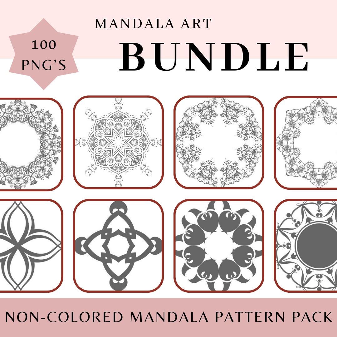 100 Mandala Art Bundle - Mandala for Stress Relief, Adult Mandala ...