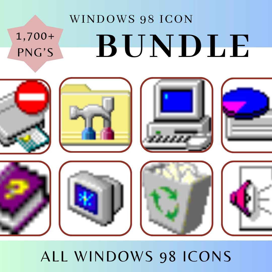 1,700+ Retro Windows 98 Icon PNG Bundle | All Windows 98 Icons ...
