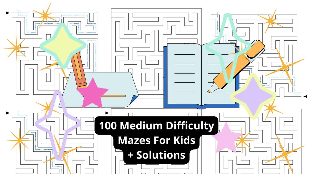 Printable Maze Puzzle Book: 100 Medium Mazes for Kids (PDF) - Etsy