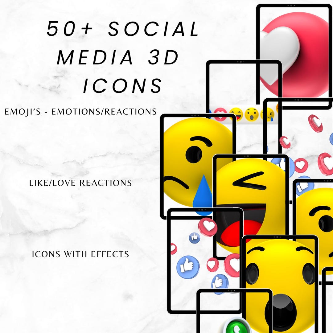 3D Glossy Social Media Icons: 50+ Platform Symbols (digital Download ...