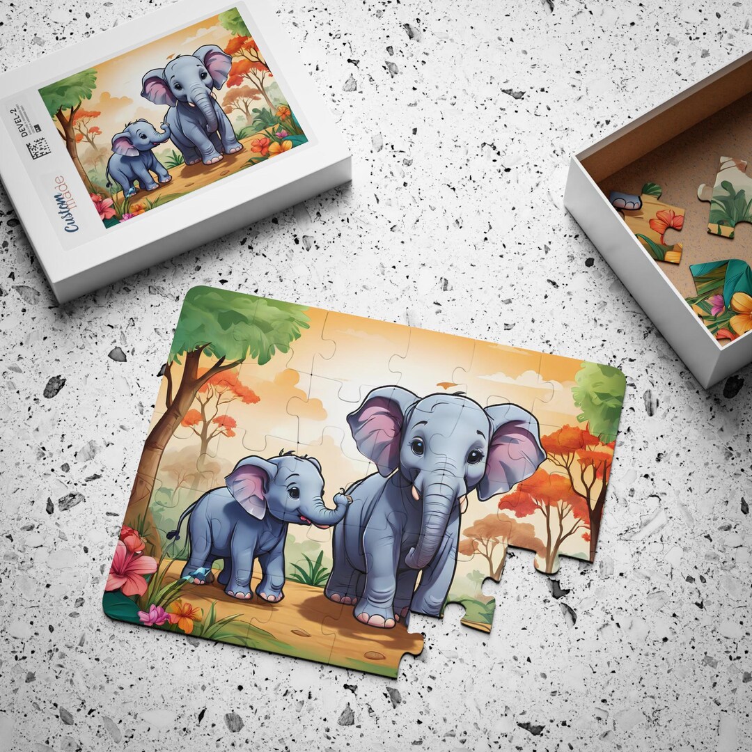Kid Puzzles, Adorable Elephants Jigsaw Puzzle 30-pieces, Puzzles for ...