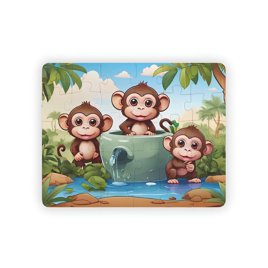 Kids Puzzles, Cute Baby Monkeys Jigsaw Puzzle 30-pcs, Preschool ...