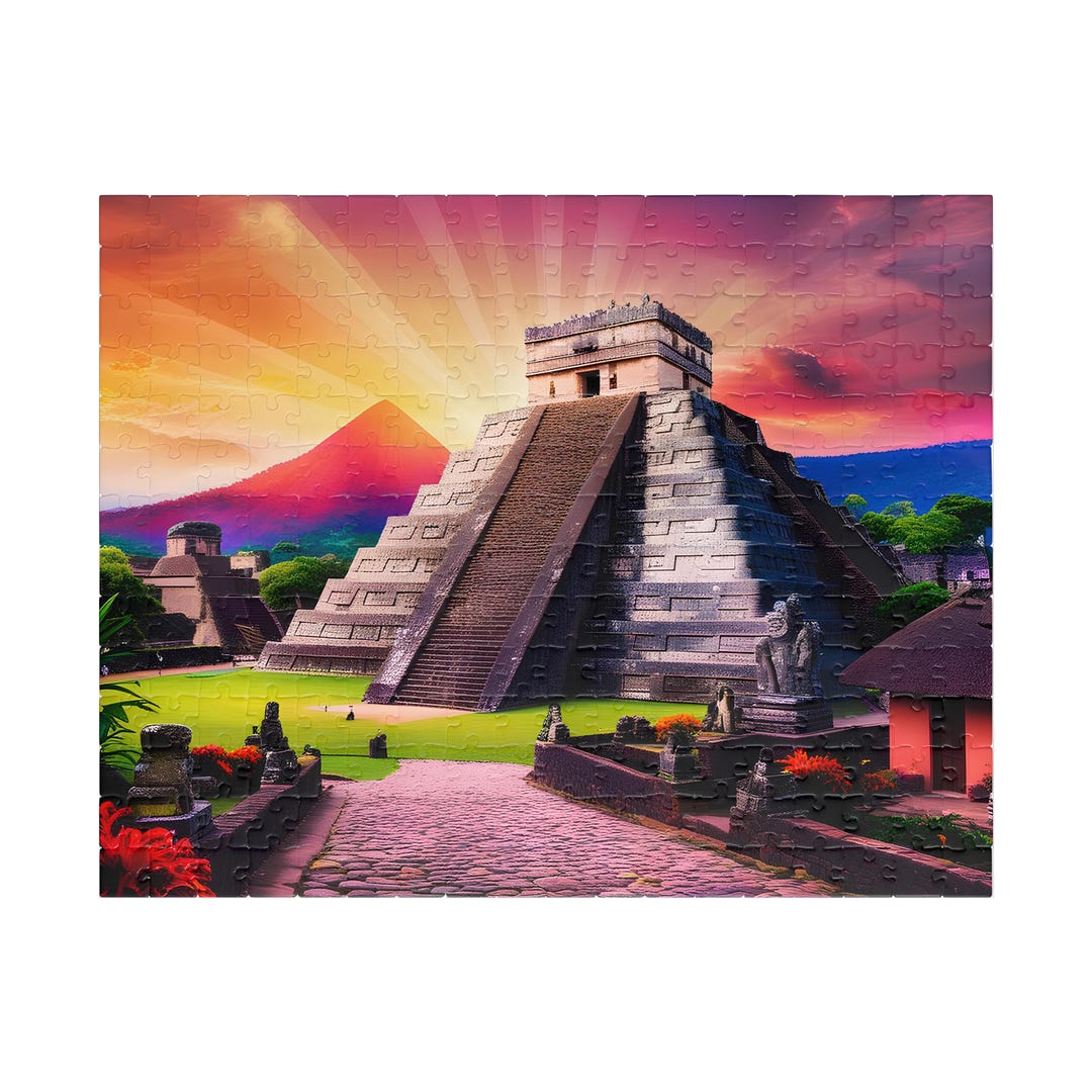 Puzzles for Adults, Mexican Pyramid Jigsaw Puzzle, Mayan Art Puzzle ...