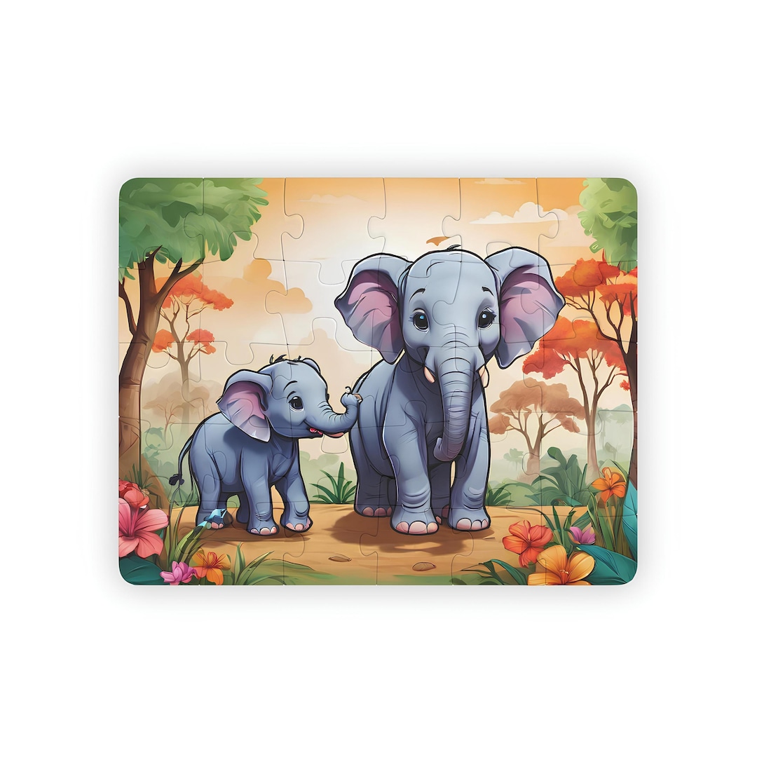 Kids Puzzles, Adorable Elephants Jigsaw Puzzle 30-pieces, Preschool ...