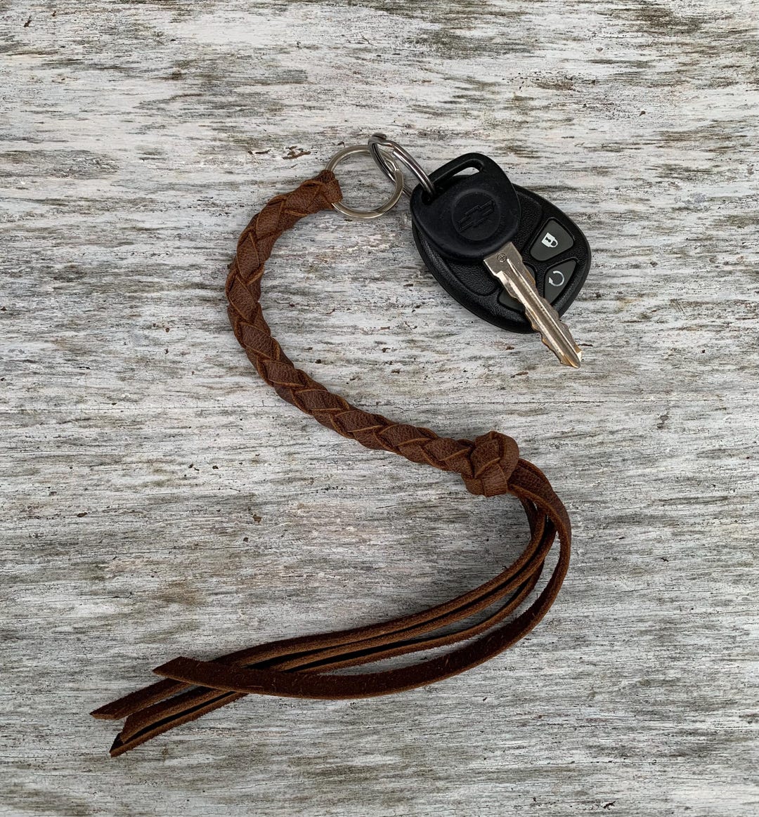 Braided Leather Keychain: Long Western Keyring - Etsy
