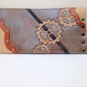 Tooled Steampunk Leather Wallet - Etsy