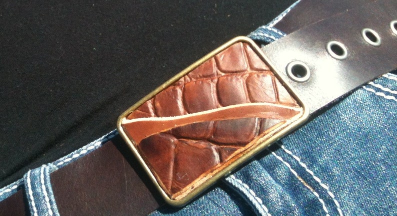 Brown Alligator Abstract Buckle - Etsy