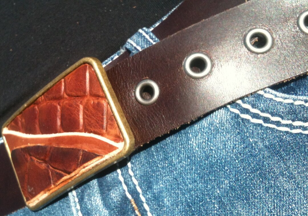Brown Alligator Abstract Buckle - Etsy