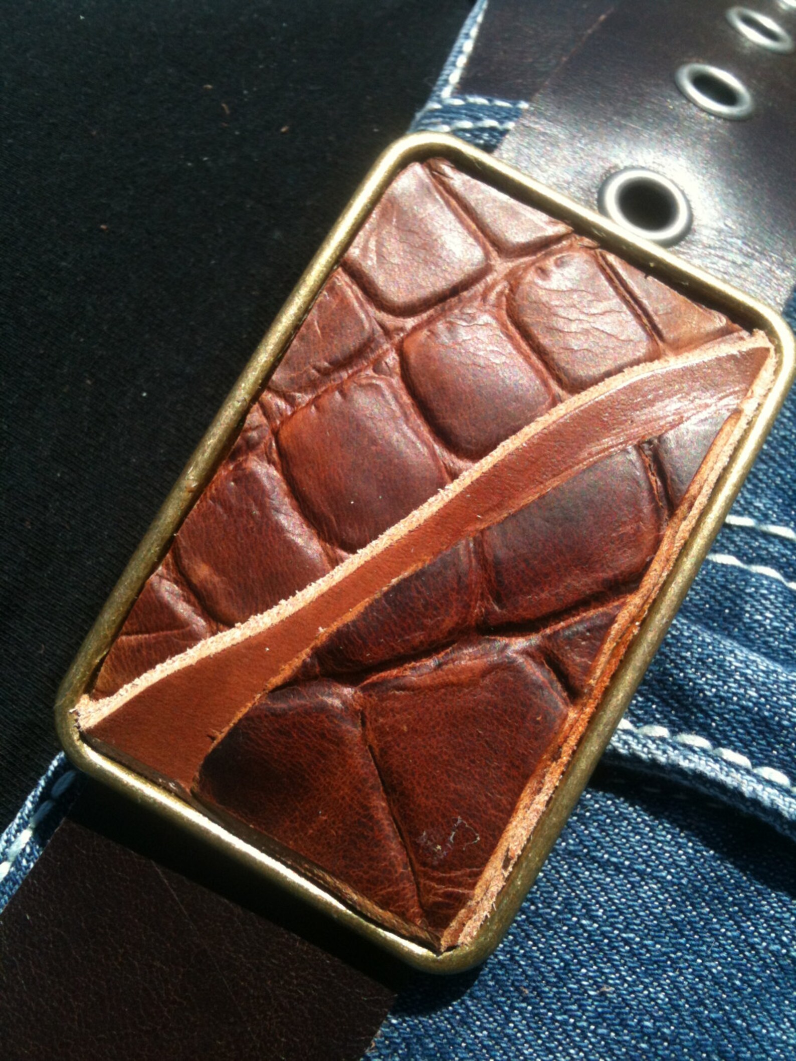 Brown Alligator Abstract Buckle - Etsy