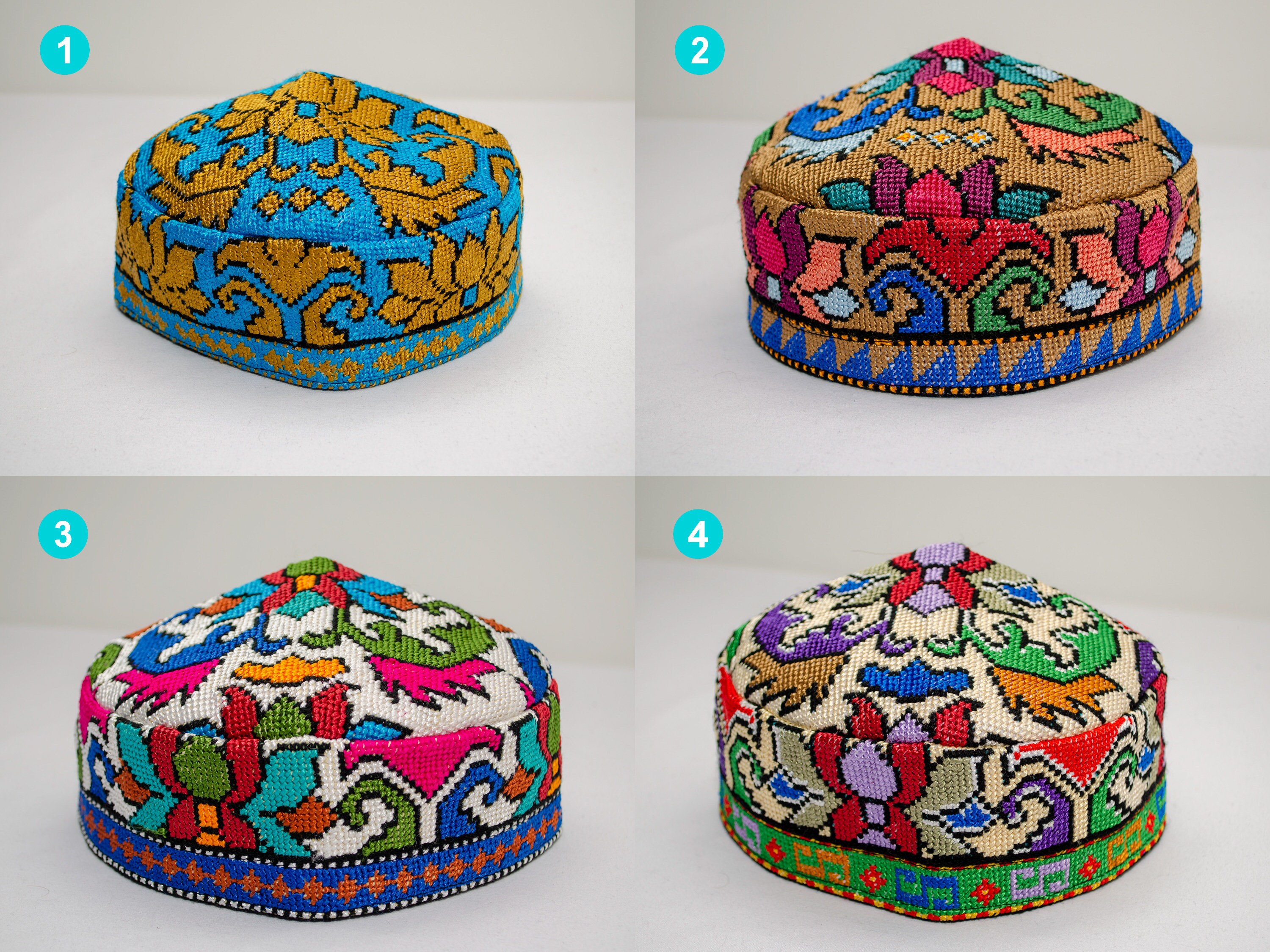 Fashion Men's Hats Uzbek Traditional Hat silk embroidery bohemian ...