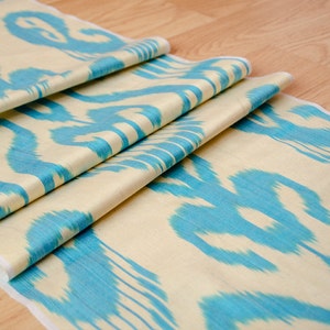Sale for Blue Silk Ikat Fabric of Uzbekistan It is 30 Inches Piece of ...