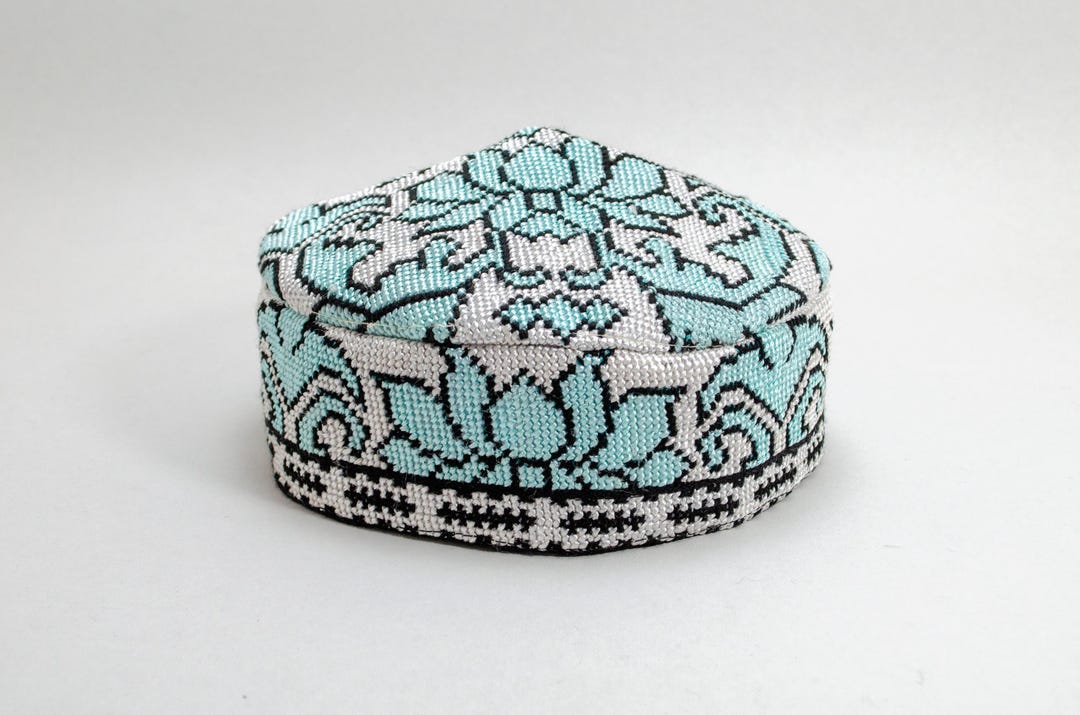 23.6 Uzbek Kufi Cap Authentic Uzbek Doppi Traditional Hand-embroidered ...