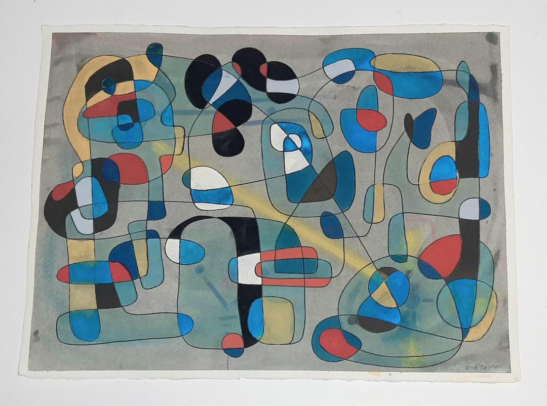 Abstract Art Painting Colorful Original Vintage Keith Redman Mid ...