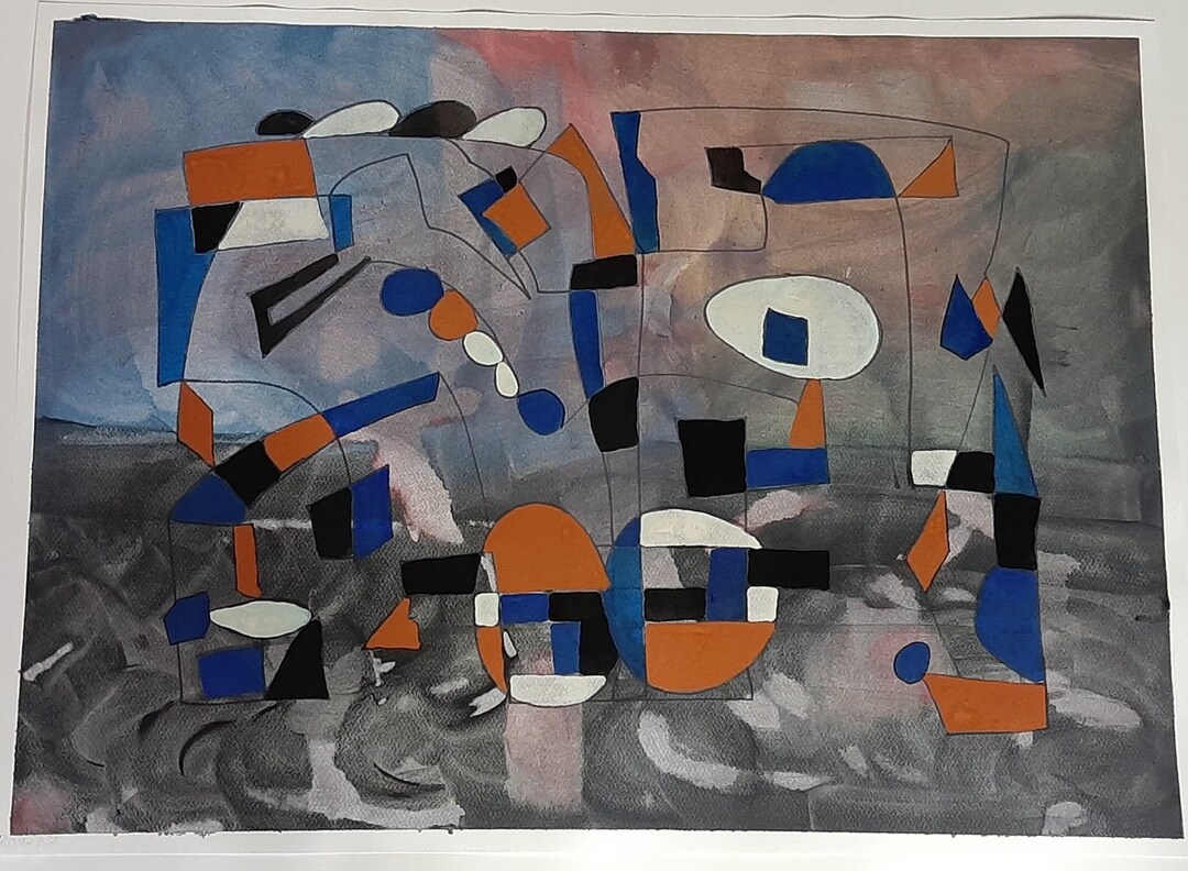 Original Abstract Painting Mid Century Style Keith Redman Artist One of ...