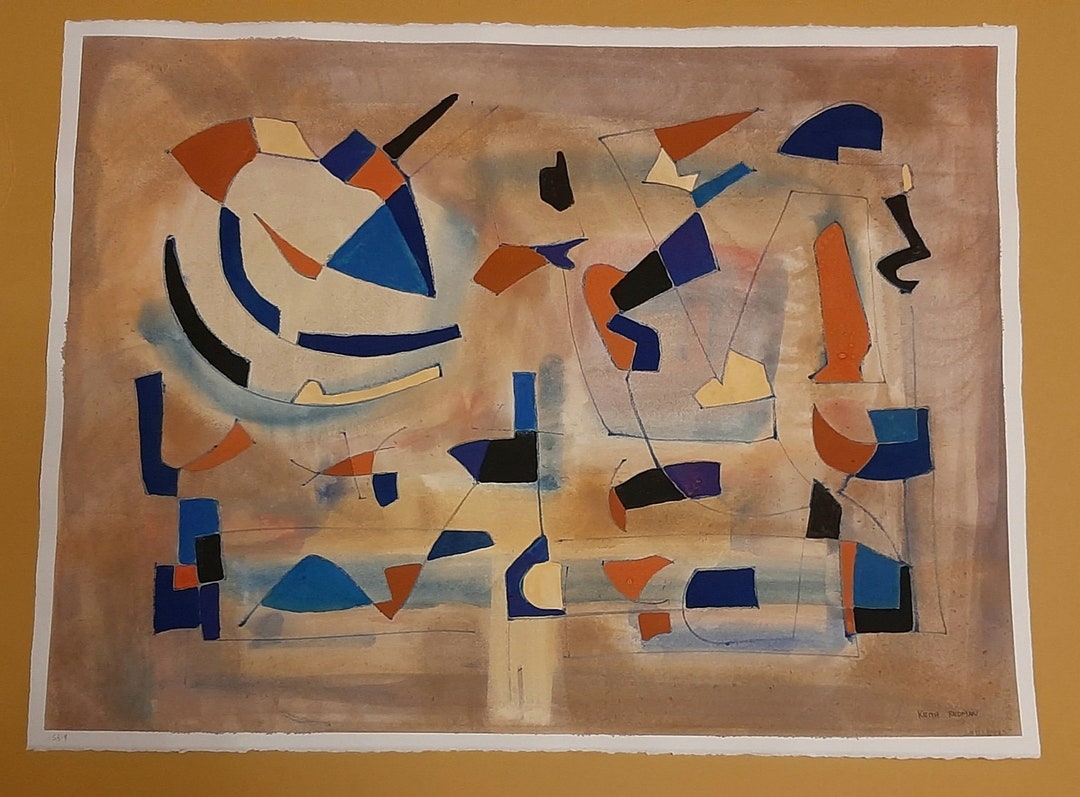 Mid Century Modern Style Painting Geometrics Original by Keith Redman ...