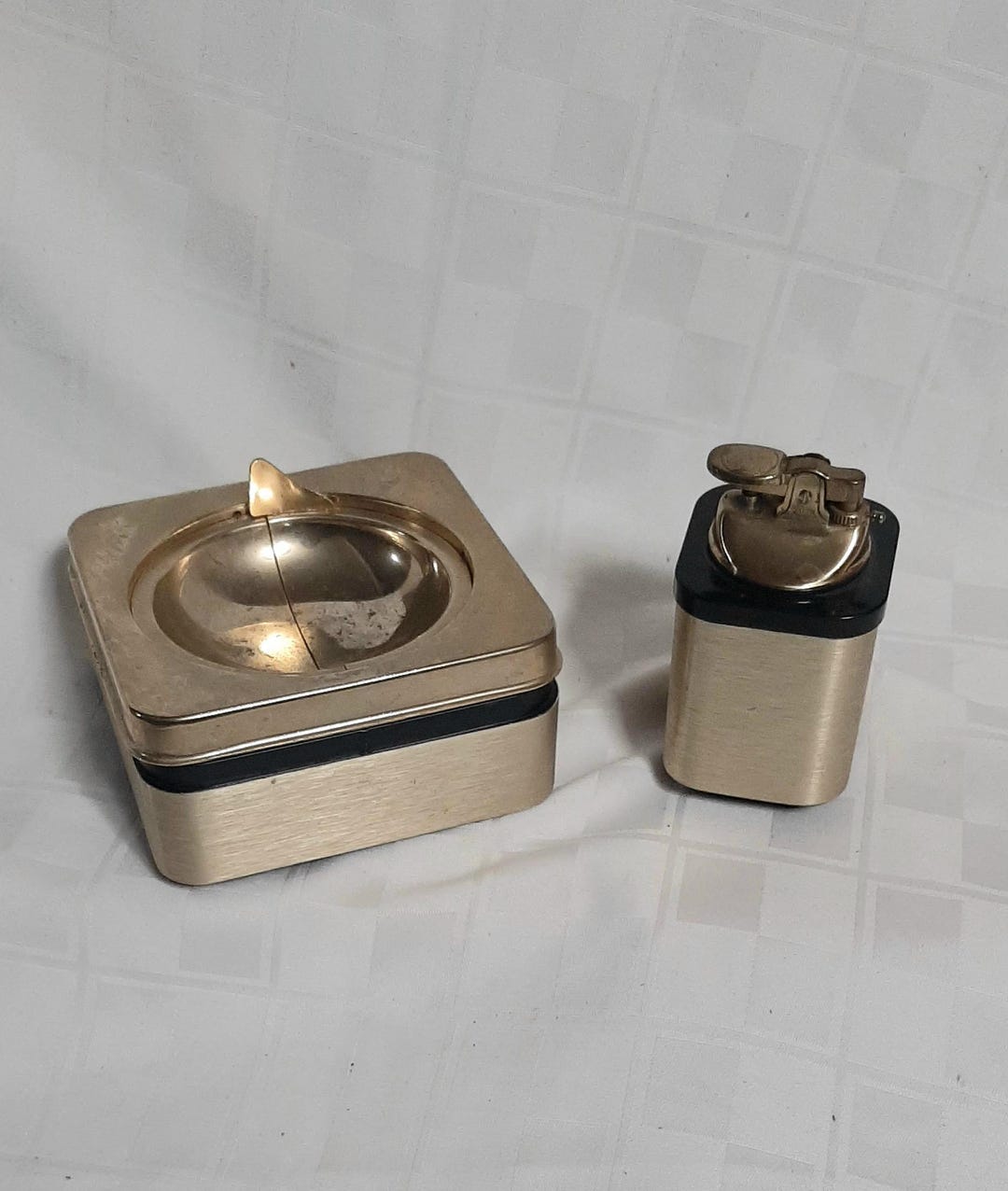Lighter Ashtray Set Mid Century Modern Anodized Aluminum Smoke Set - Etsy