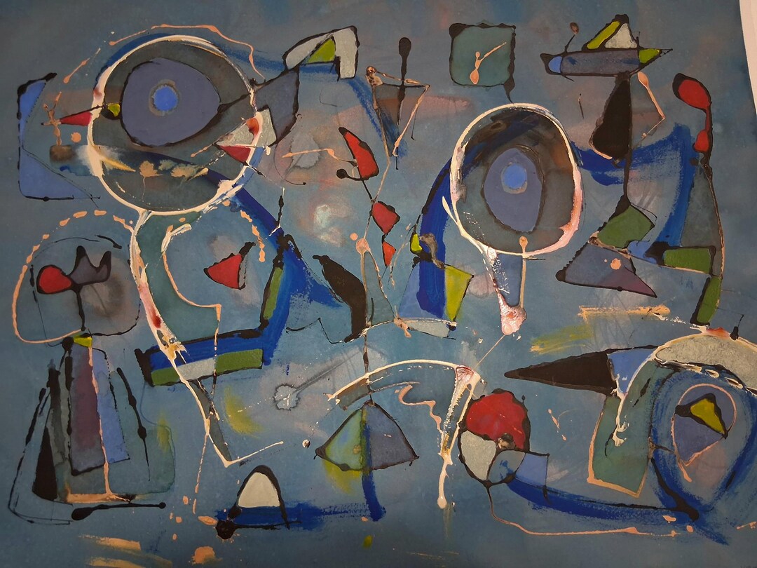 Abstract Original Painting by Artist Keith Redman Mid Century Style - Etsy