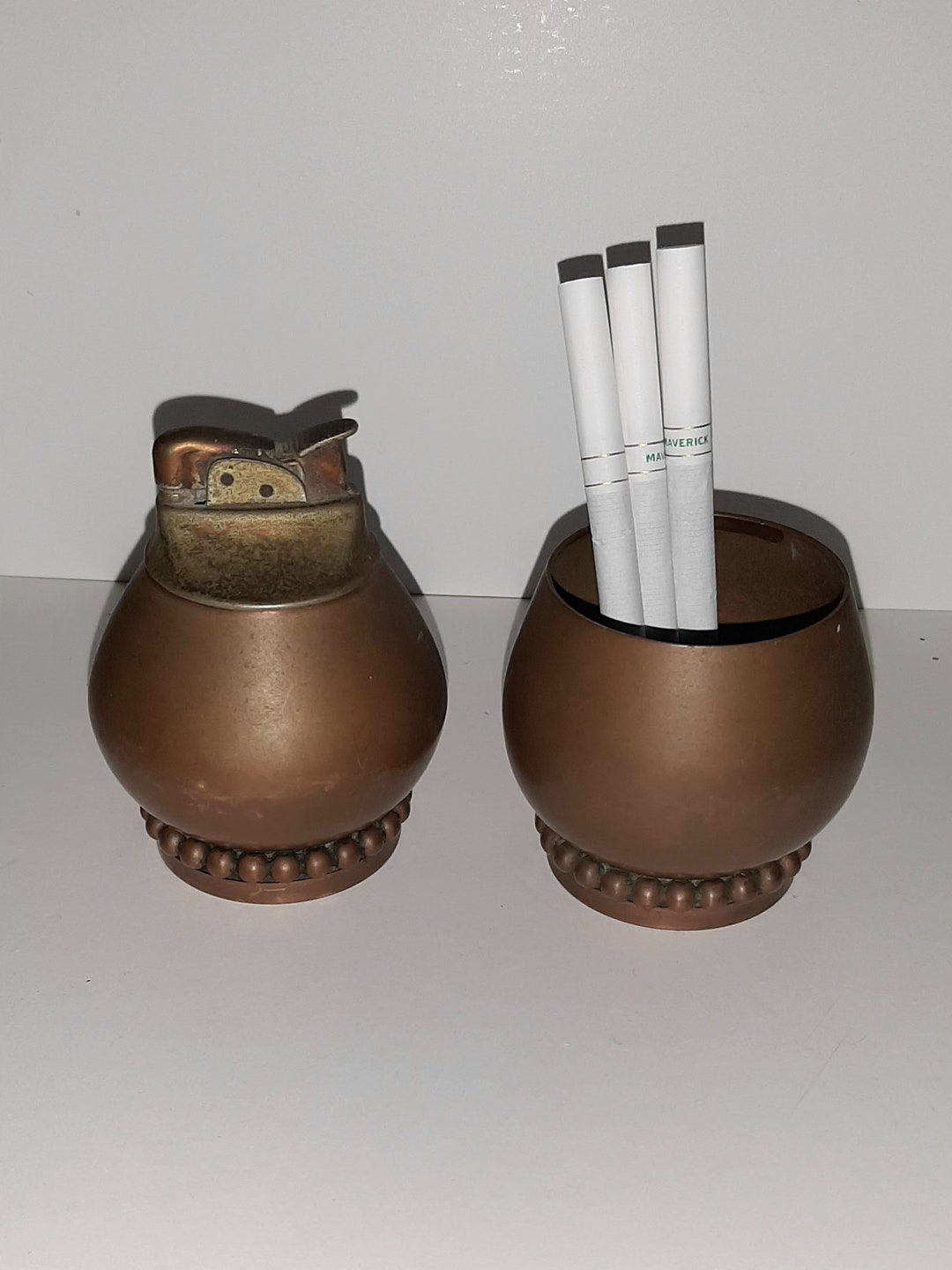 Vintage Evans Smoking Set Lighter Cigarette Holder Set Copper Balls - Etsy