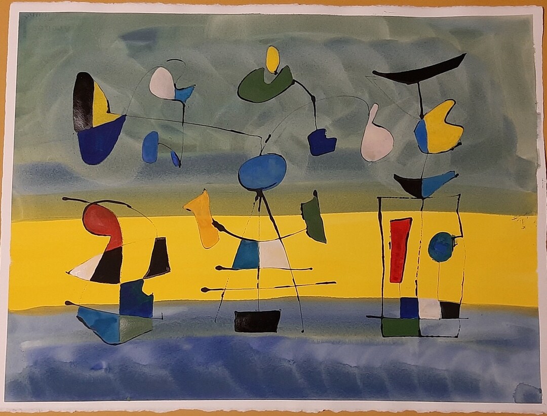 Original Signed Abstract Painting by Keith Redman Mid Century Miro ...