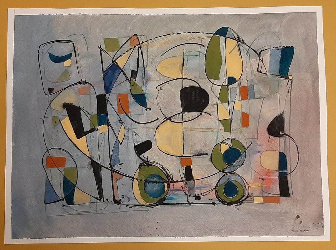 Abstract Art Painting MCM Style Original Keith Redman Mid Century Style ...